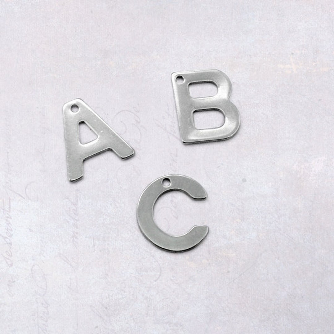 1 X Full Set Stainless Steel Alphabet Charms 26 Piece Initial Letter ...
