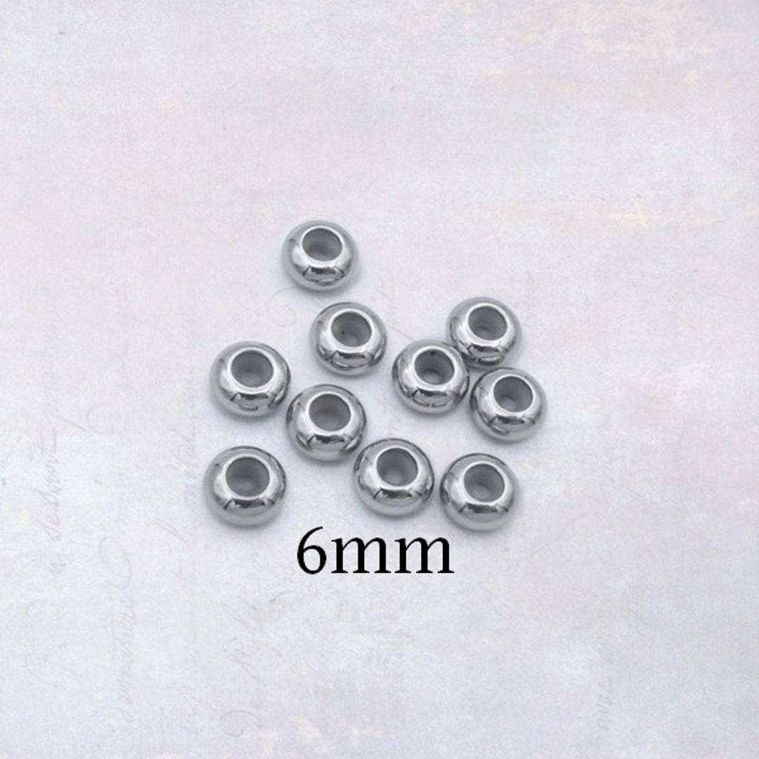 10 X Stainless Steel 6mm Rondelle Slider Beads With Rubber Inserts - Etsy