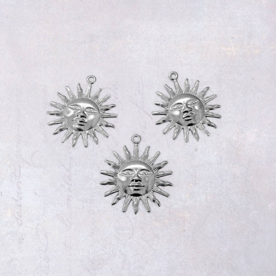 20 X Stainless Steel Sun Filigree Pendant Stampings W/ Smiling Face ...