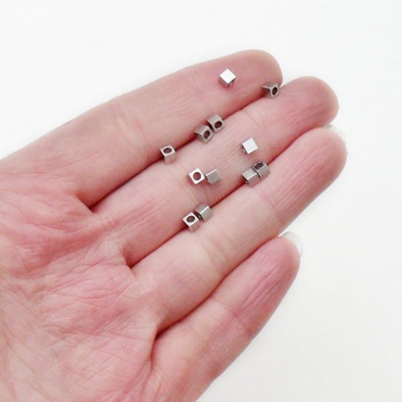 50 X Small Stainless Steel 3mm Square Cube Spacer Beads - Etsy