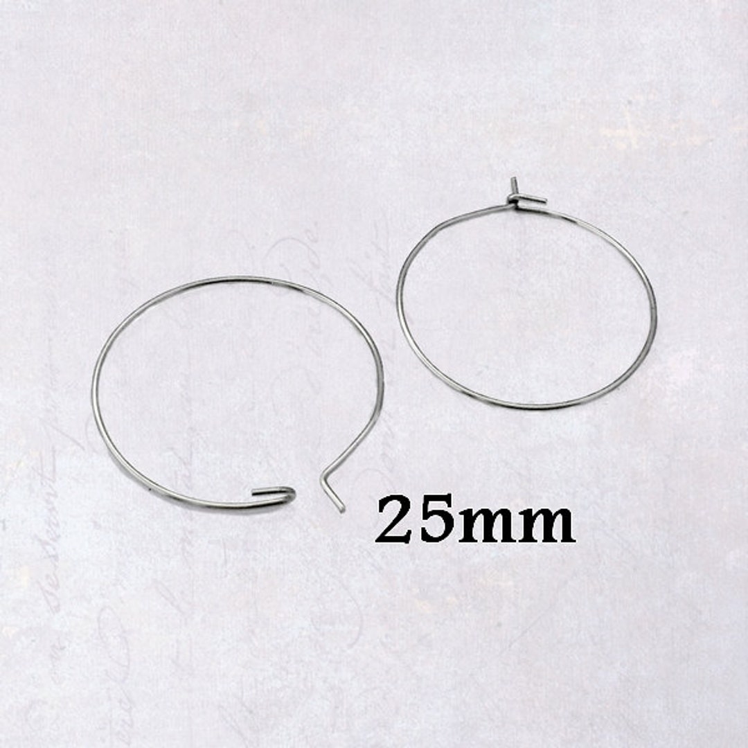 30 or 100 X 25mm Stainless Steel Wire Hoops for Wine Glass Charms ...