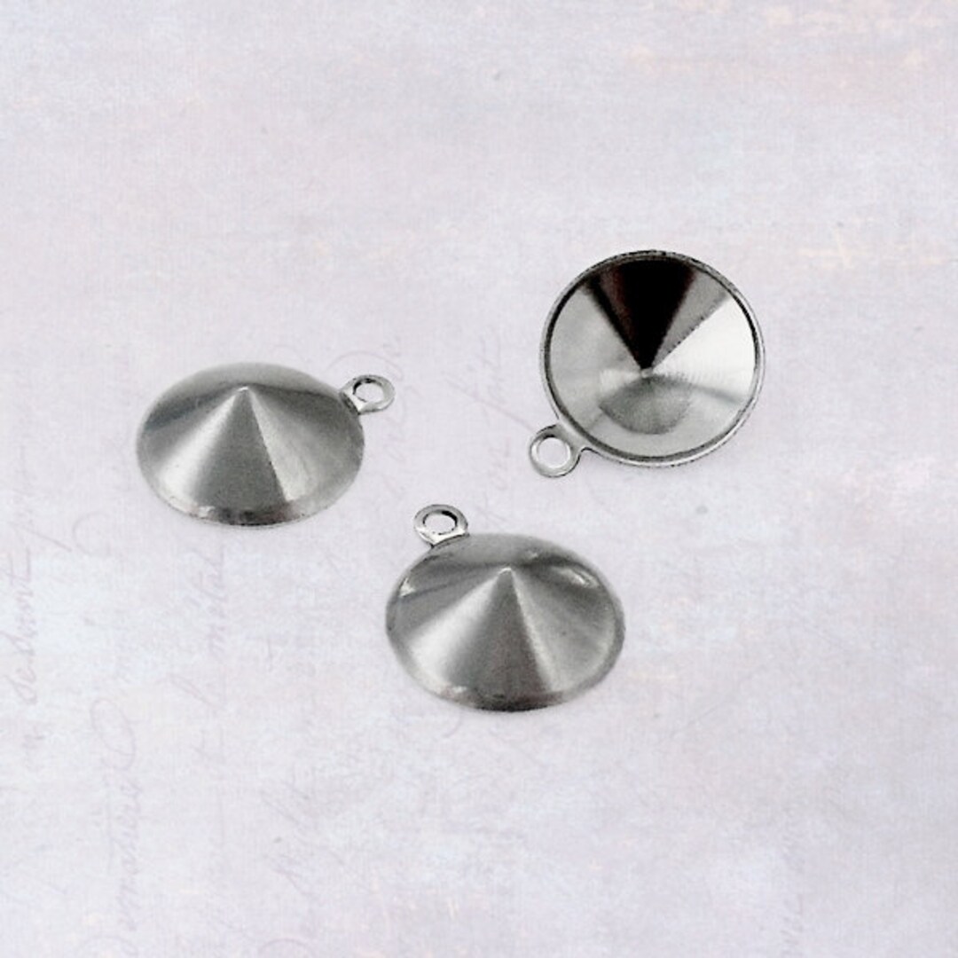 25 X Stainless Steel Rivoli Settings for 8mm Chatons Rhinestone Charm ...
