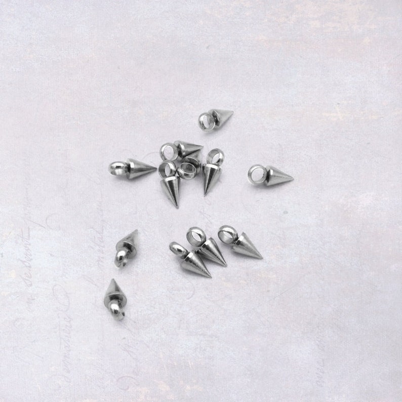 20 x Tiny Stainless Steel Cone Spike Charms | Etsy