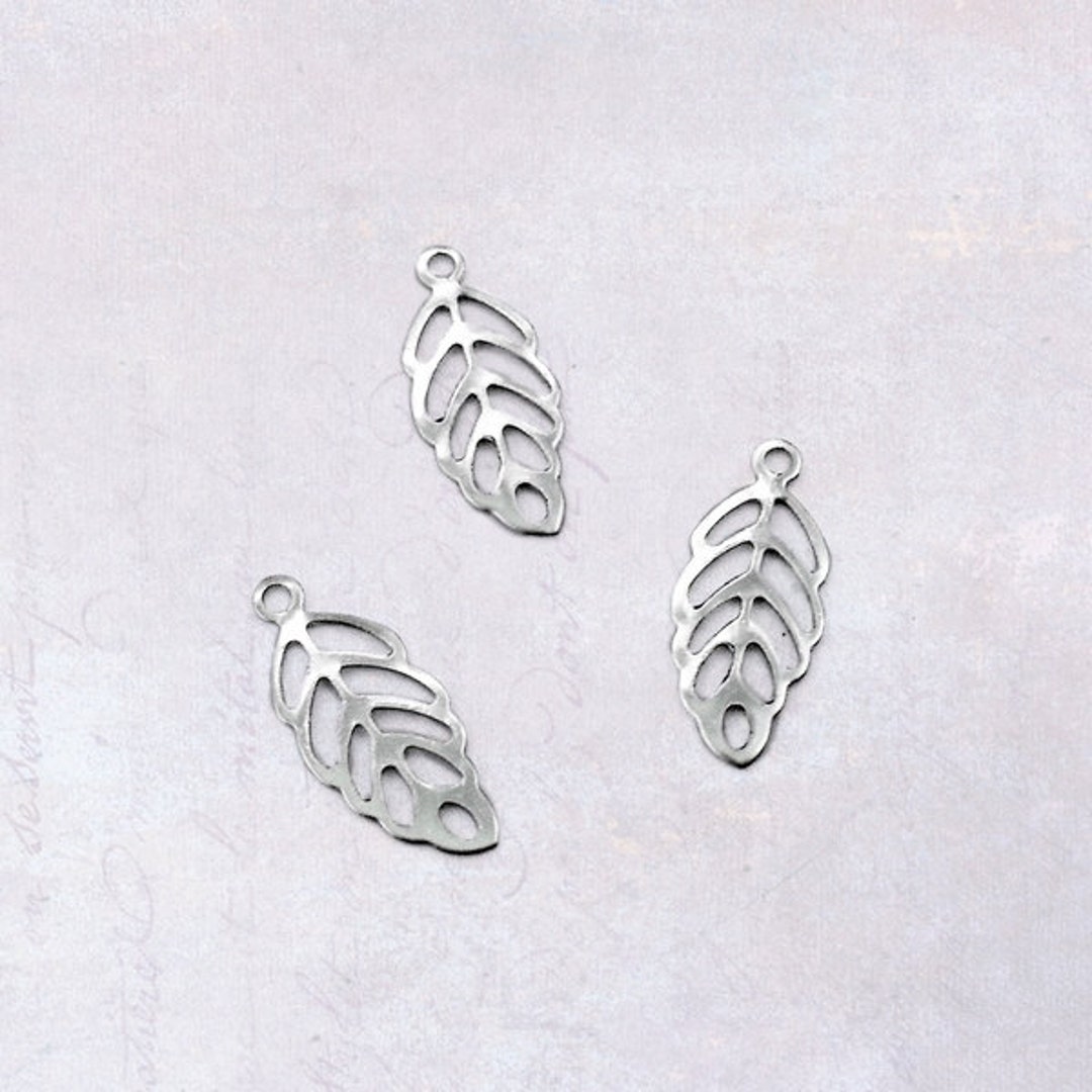 100 X Stainless Steel Small & Thin Filigree Leaf Charms - 316 Grade ...