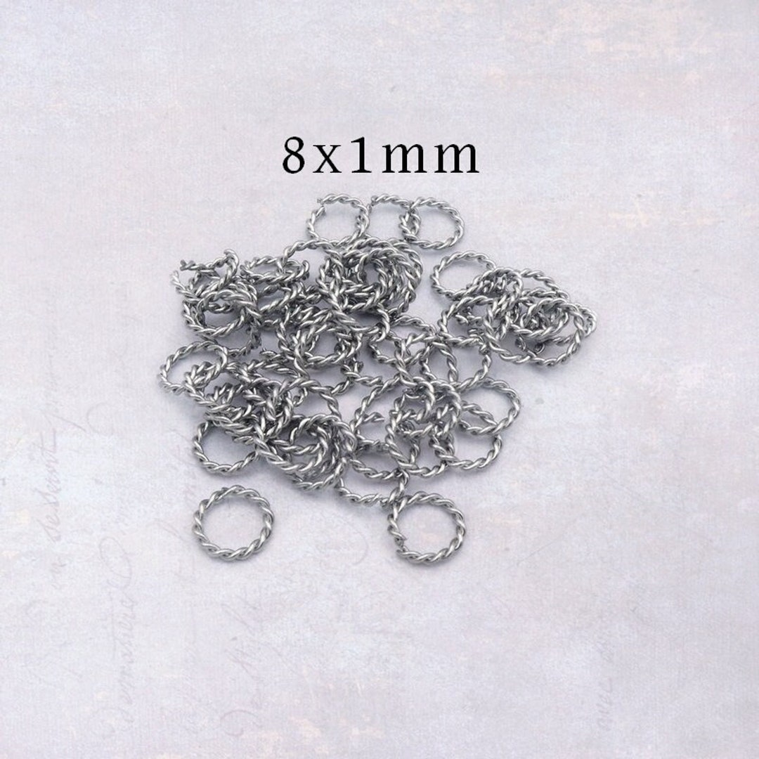 50 X Stainless Steel 8mm X 1mm Twisted Wire Jump Rings - Flush Cut ...