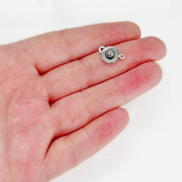 10 X Stainless Steel Push Button Ball & Socket Snap Clasps 9mm X 15mm ...