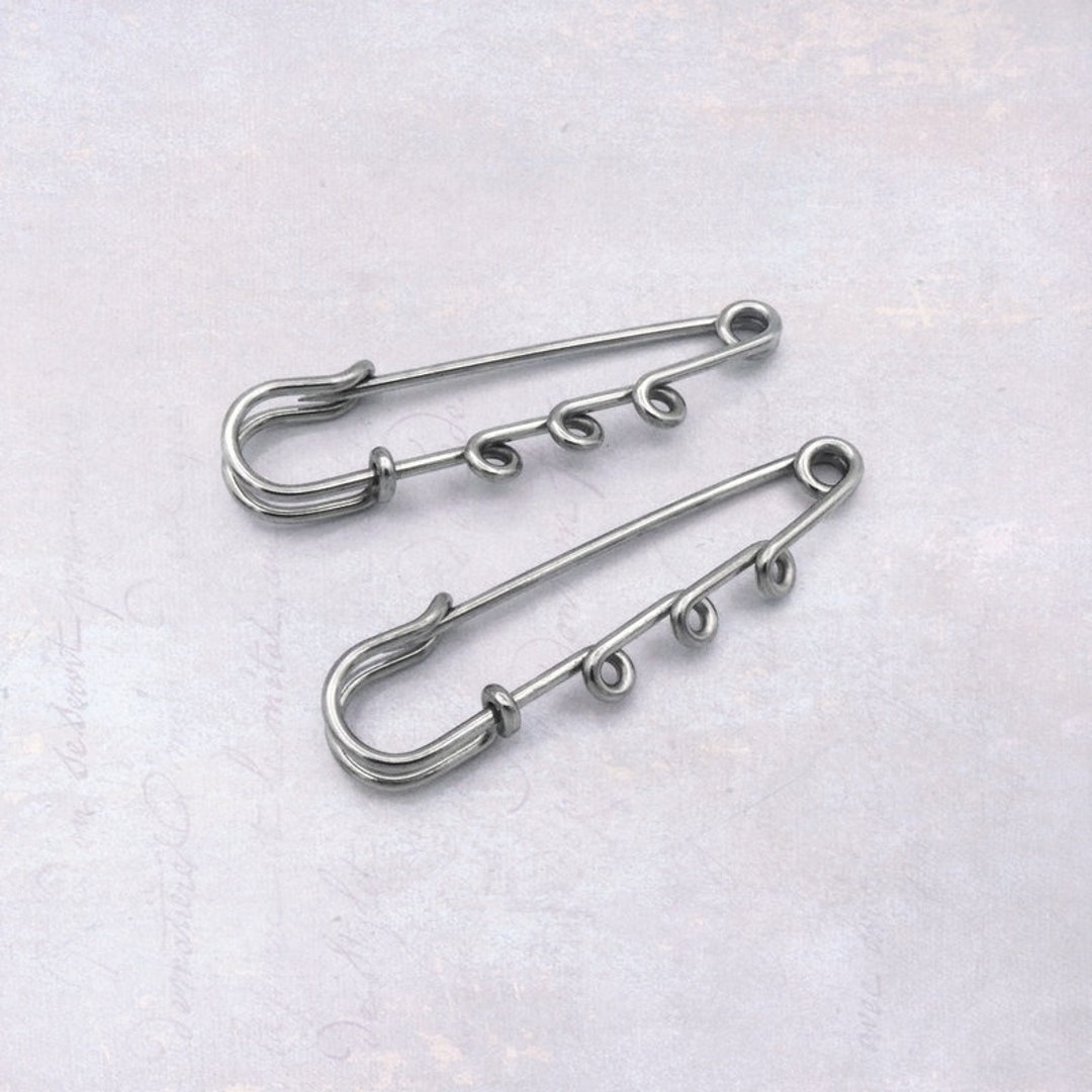 5 X Stainless Steel Kilt or Lapel Safety Pins With Triple Loops - Etsy