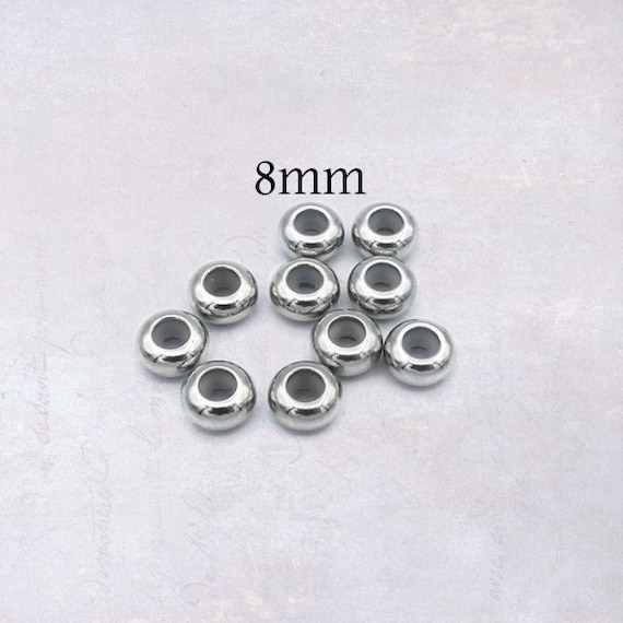 10 X Stainless Steel 8mm Rondelle Slider Beads With Rubber | Etsy