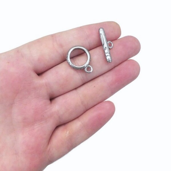 1 X Solid Stainless Steel Etched Toggle Clasp Set O/T Bar & - Etsy