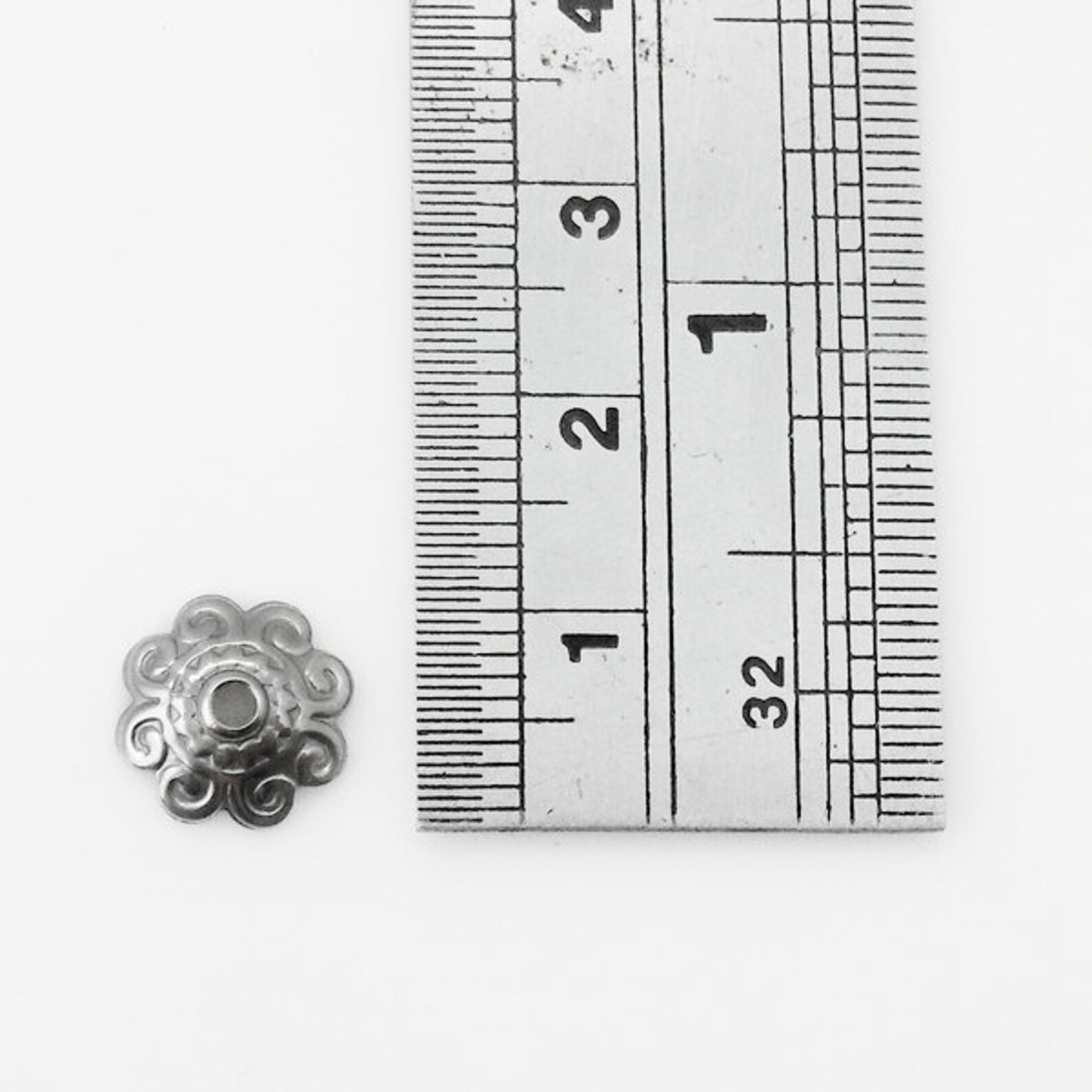 50 X Embossed Stainless Steel 11mm Bead Caps - Dark Silver Tone ...