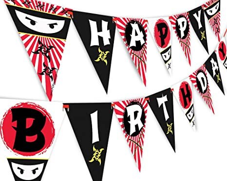 Ninja Happy Birthday Banner Pennant - Ninja Party Banner - Made in the ...