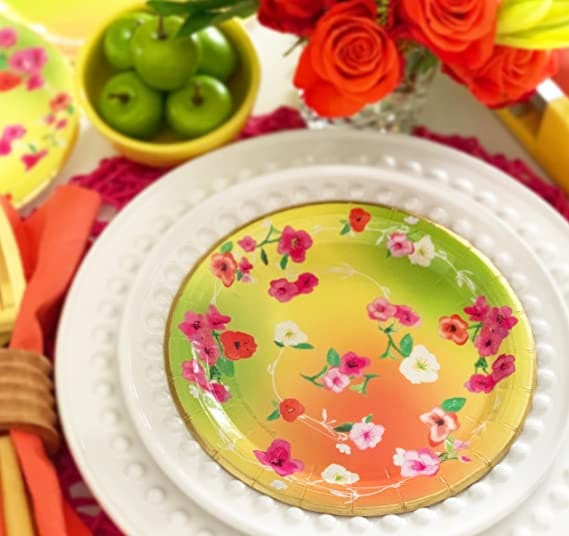 Wildflower Paper Plates - Set of 8 Paper Plates - Picnic Party Supplies ...