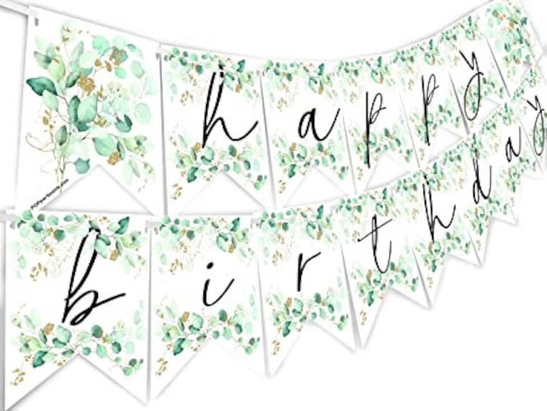 Eucalyptus Happy Birthday Banner - 40th 50th 60th Birthday Party ...