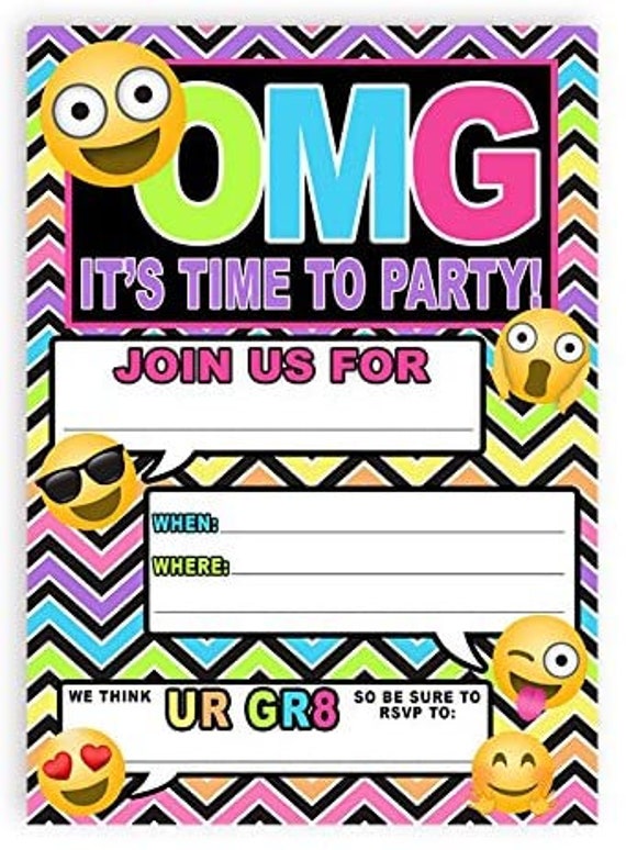 Emoji Rainbow Invitation 10 Invitations 10 Envelopes | Etsy
