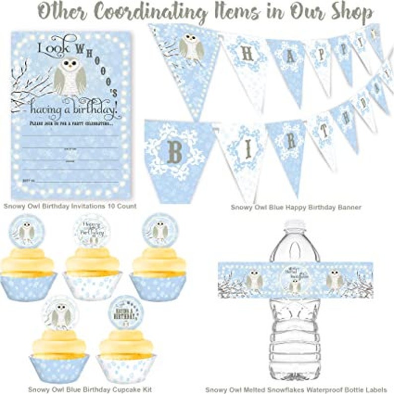 Snowy Owl Birthday Cupcake Toppers and Cupcake Wrapper 24 Cupcake ...