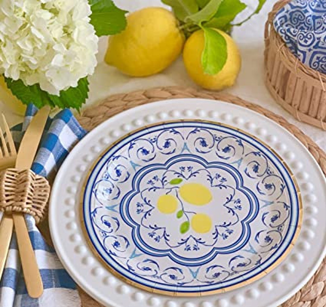 Capri Lemon Paper Plates - Set of 8 Paper Plates - Engagement Supplies ...