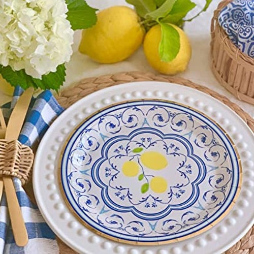 Capri Lemon Paper Plates Set of 8 Paper Plates Engagement - Etsy