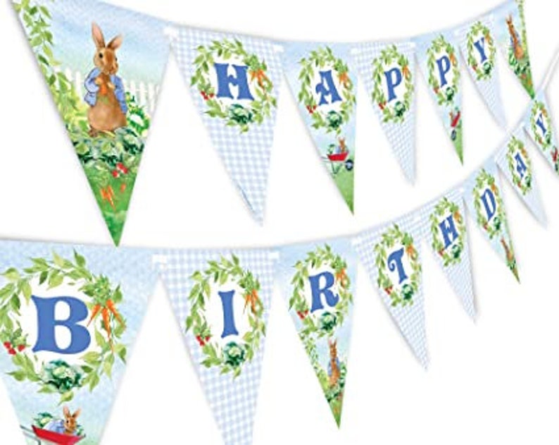 Peter Rabbit Happy Birthday Banner Pennant - Etsy