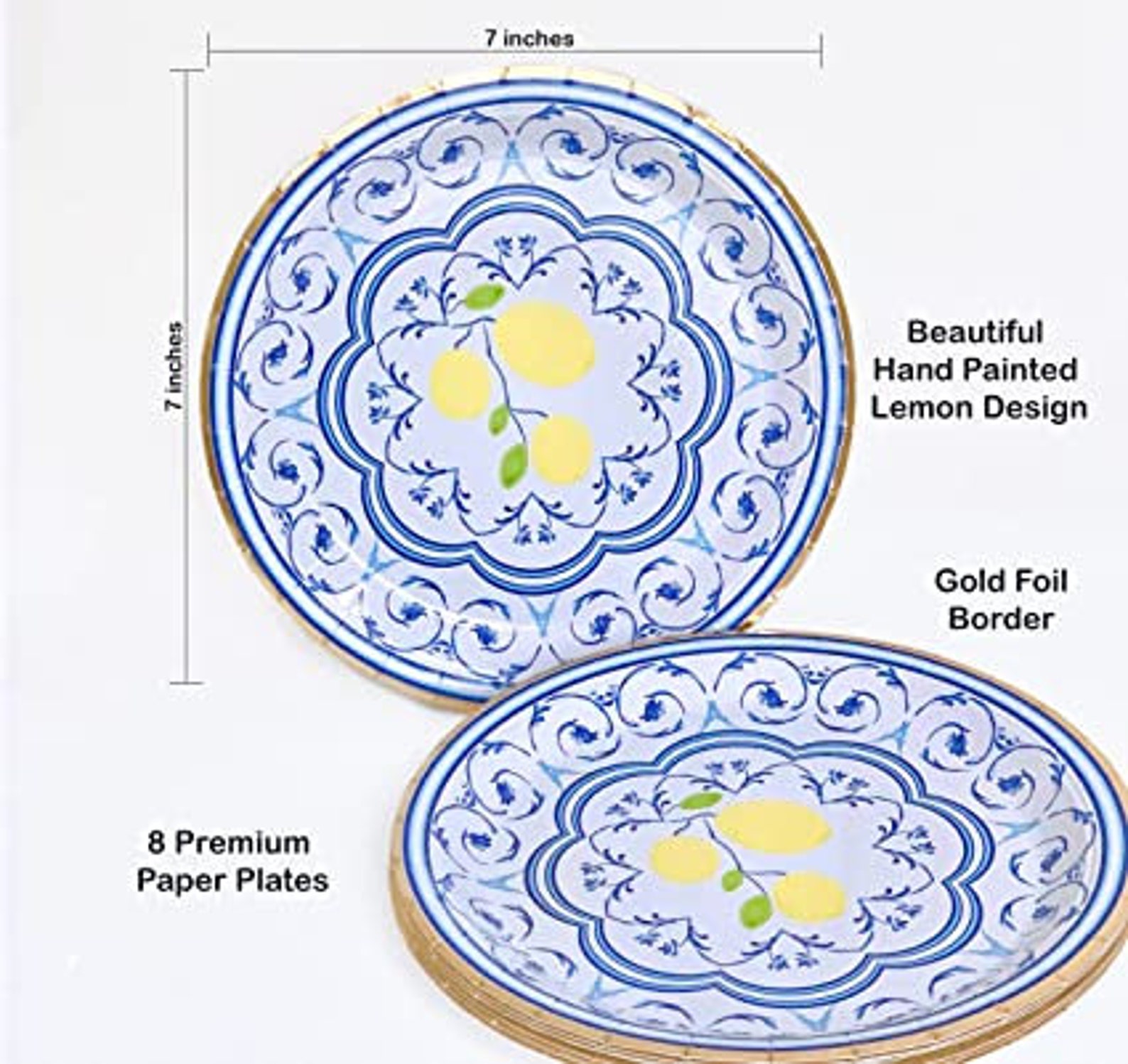 Capri Lemon Paper Plates - Set of 8 Paper Plates - Engagement Party ...