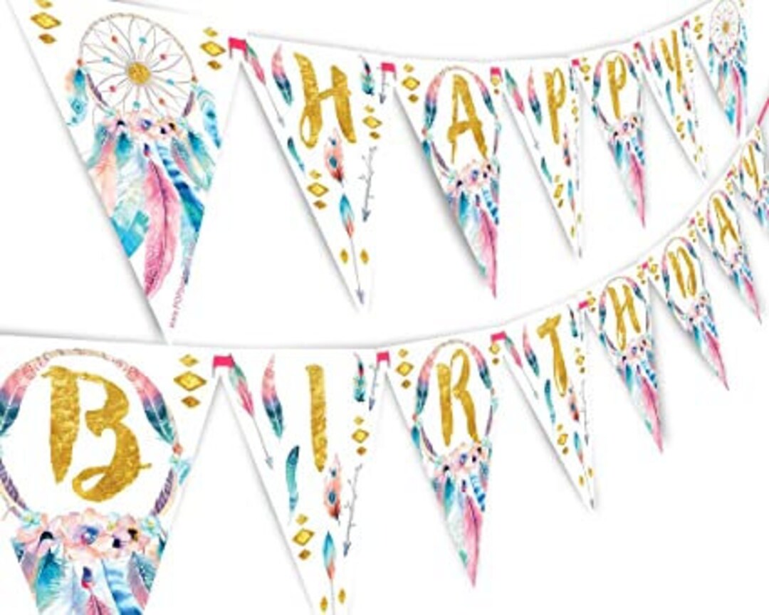 Boho Happy Birthday Banner Pennant - Wild One Party Banner - Etsy