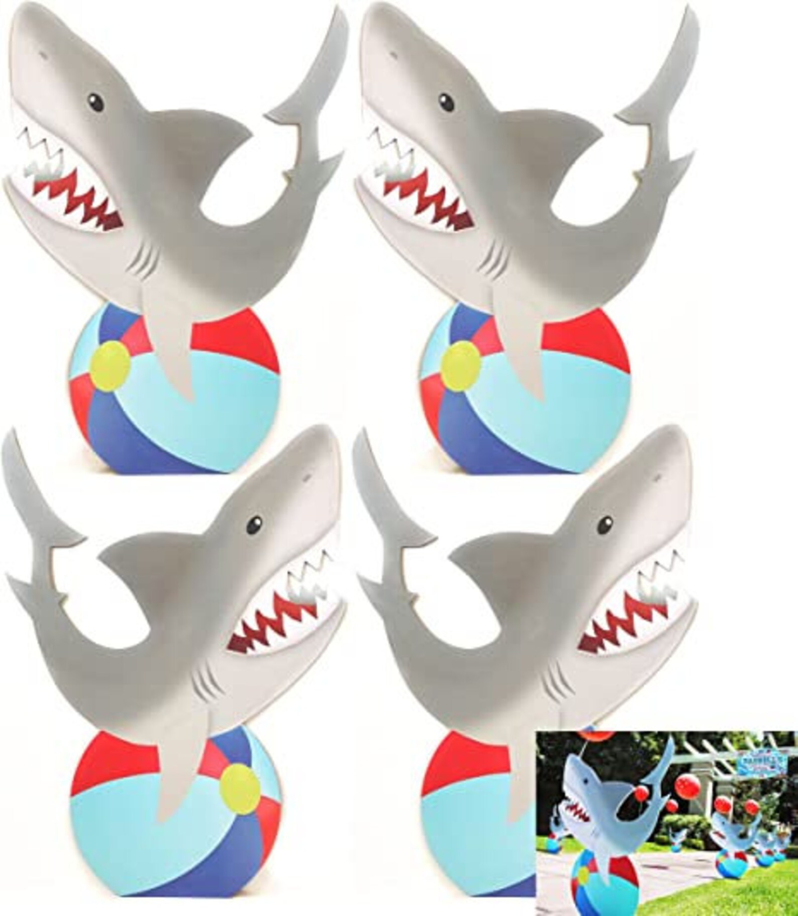 Shark Standees Set of 4 Pool Party Cutout Party Decoration - Etsy