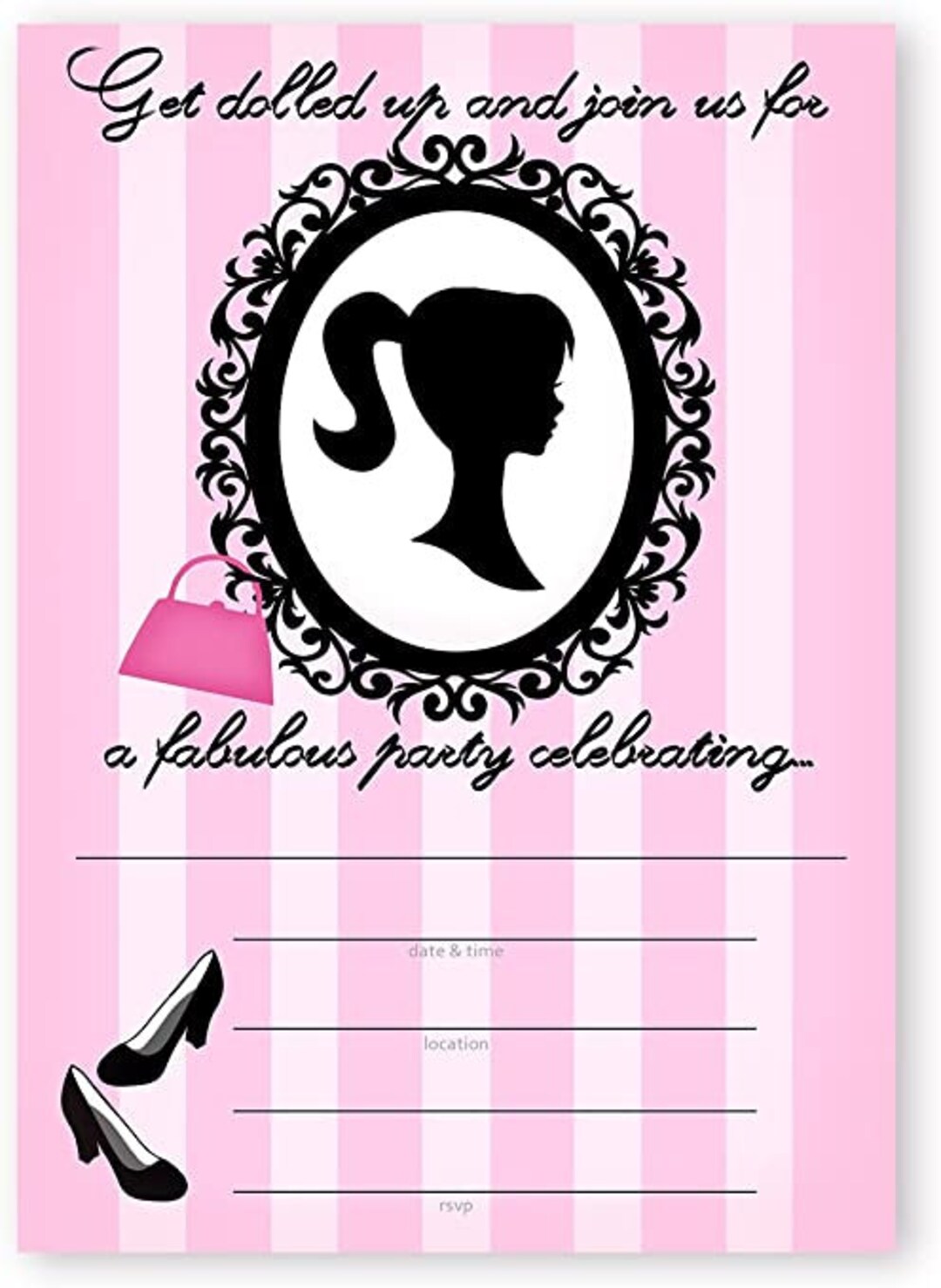 Glamour Girl Party Large Invitations - 10 Invitations + 10 Envelopes - Etsy