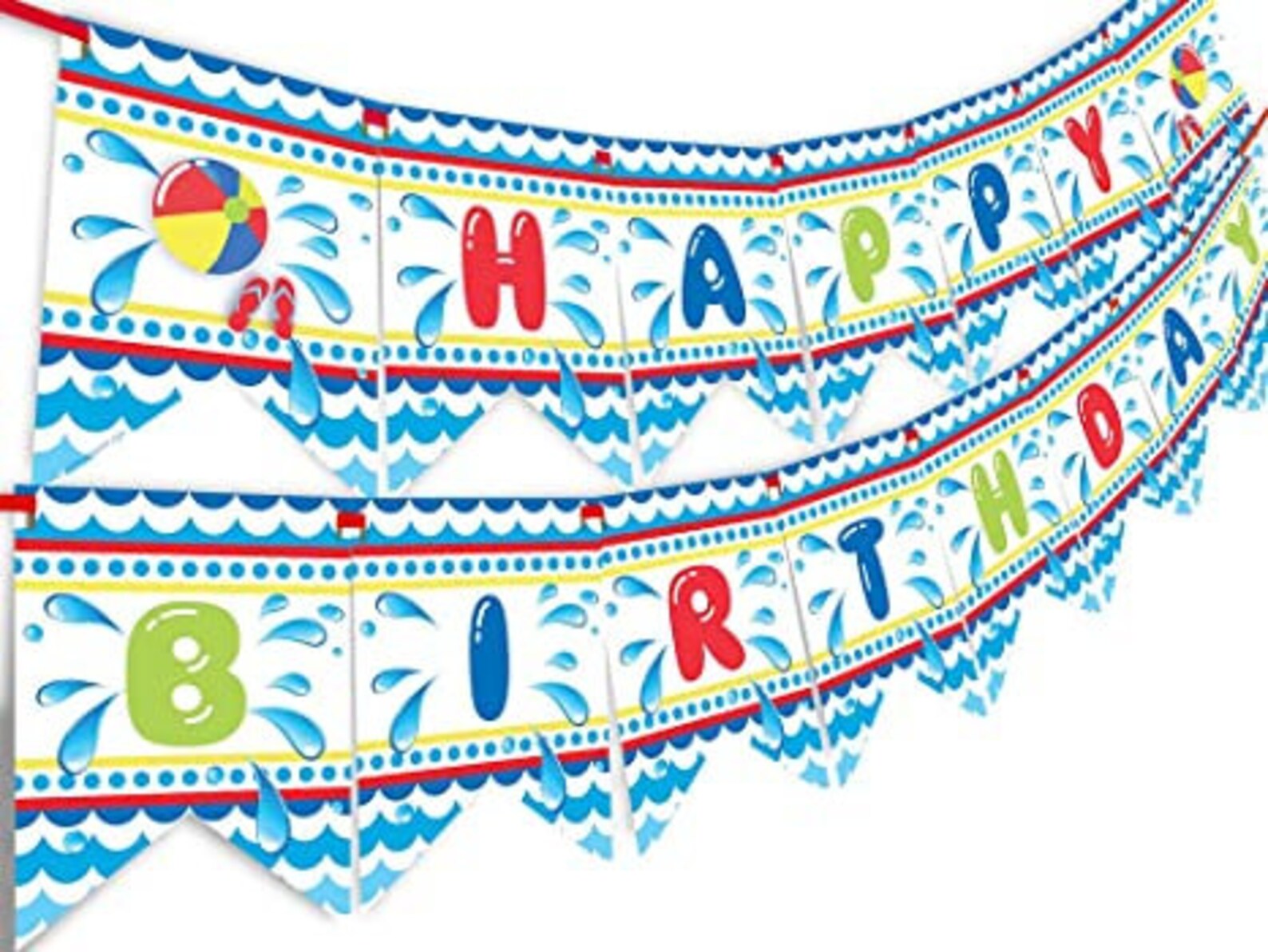 Pool Party Happy Birthday Banner - Pool Party Pennant - Classic - Etsy