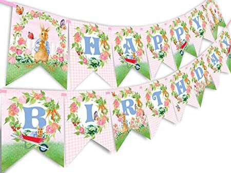 Peter Rabbit Happy Birthday Banner Pennant - Peter Rabbit Birthday ...