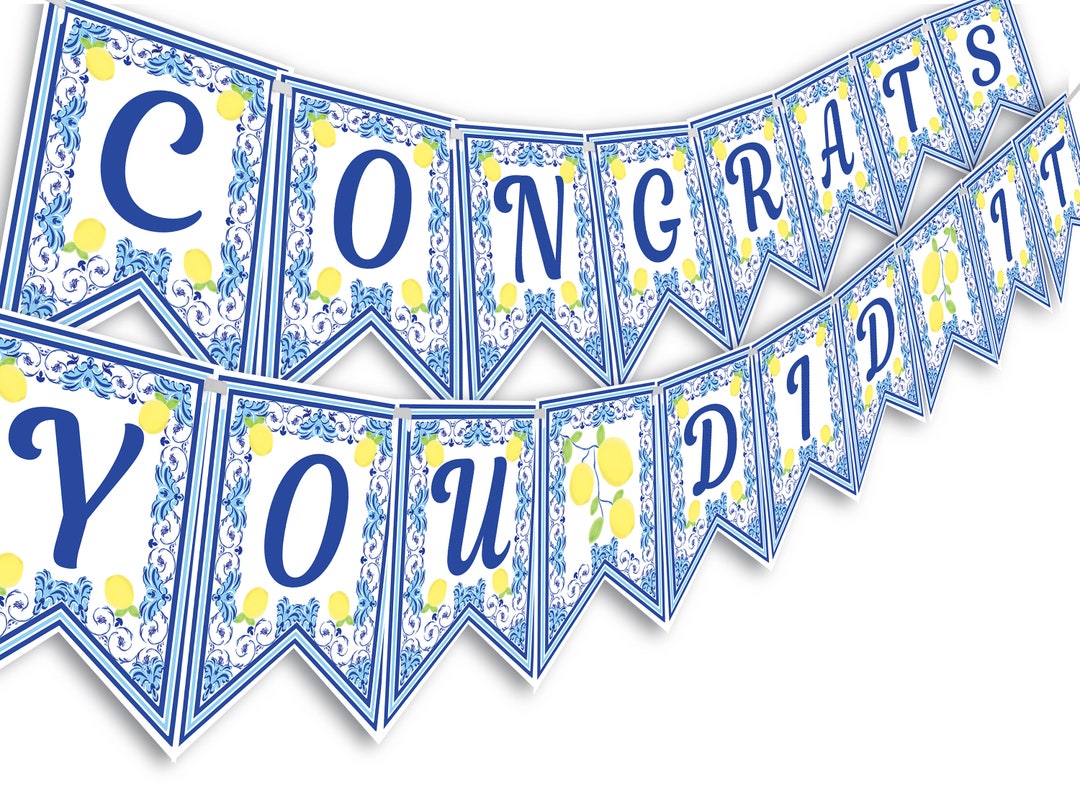 Capri Lemon Congratulations Banner - Graduation Party Banner ...