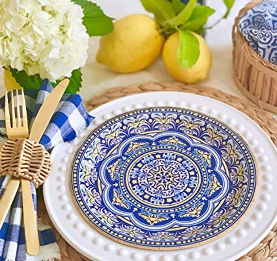 Capri Blue Pattern Paper Plates Set of 8 Paper Plates - Etsy