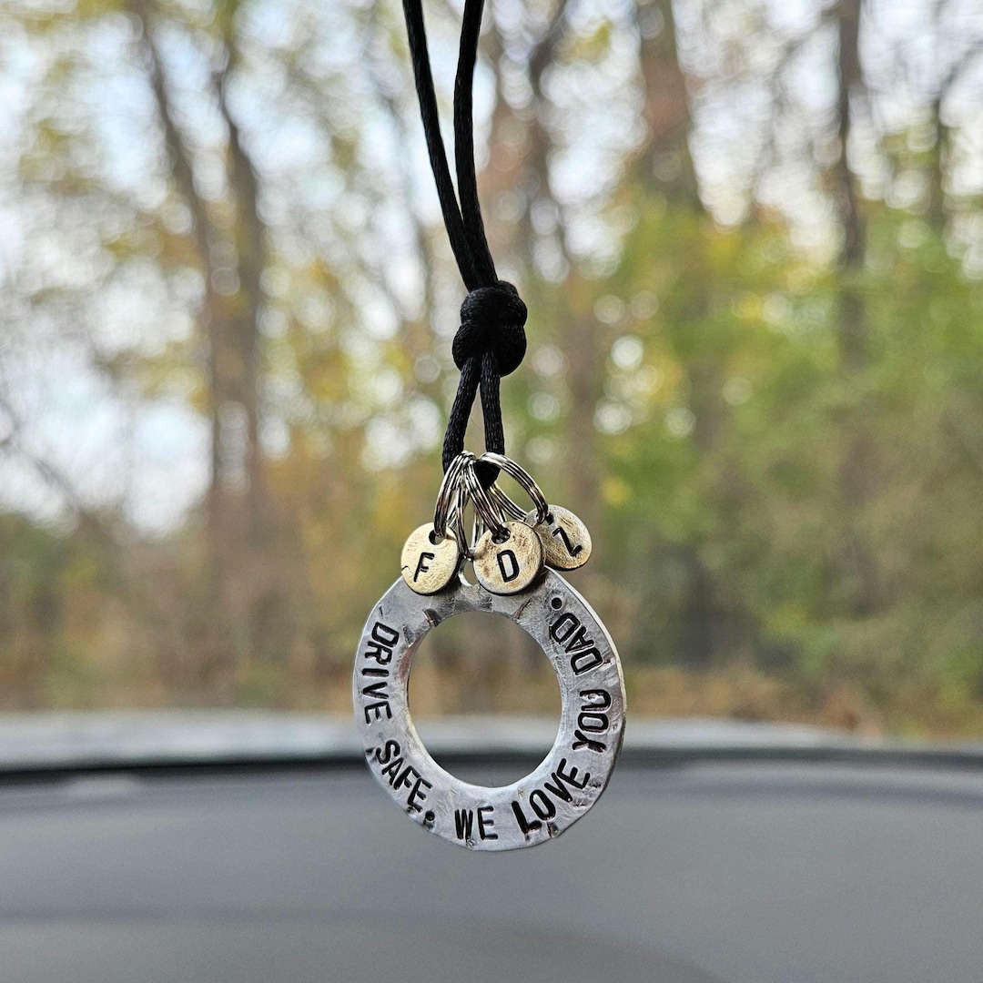 Personalized Drive Safe Car Charm: Custom Initials Rearview Mirror ...