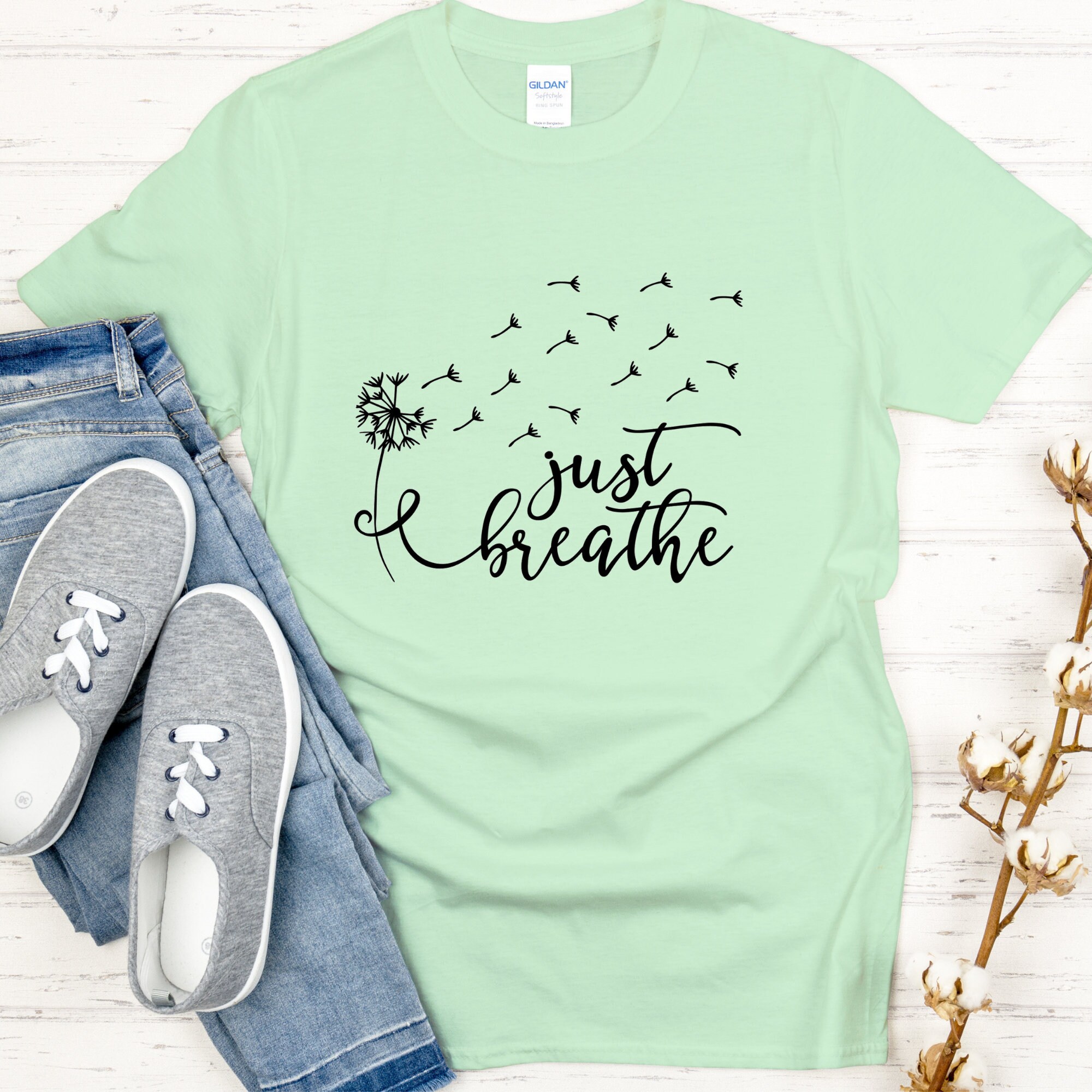 Just Breathe Tshirt Yoga Tshirt Relaxing Tshirt Meditation Etsy