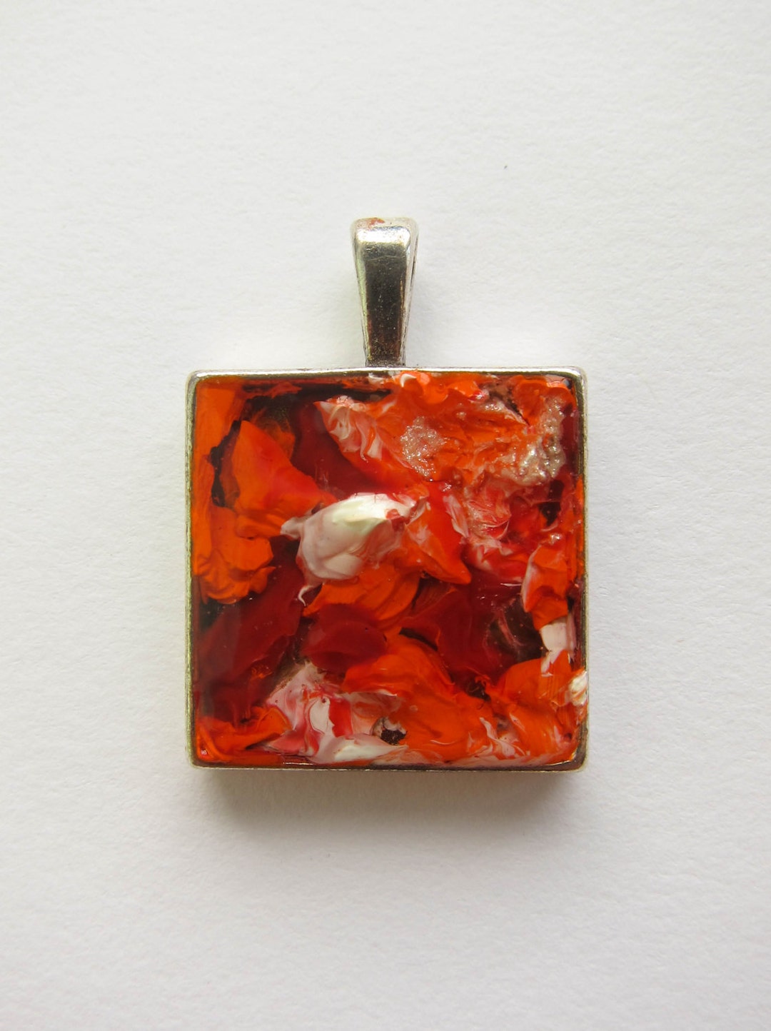 Handmade Pendant 'burn' Original, Unique Oil Painting in Clear Resin - Etsy