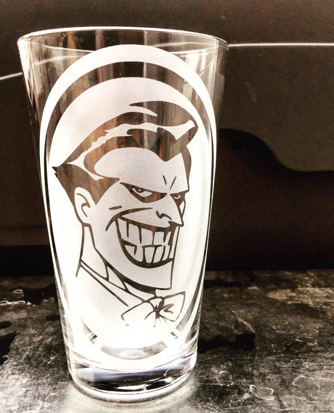 The Joker / Hand Etched 16oz Pint Glass - Etsy