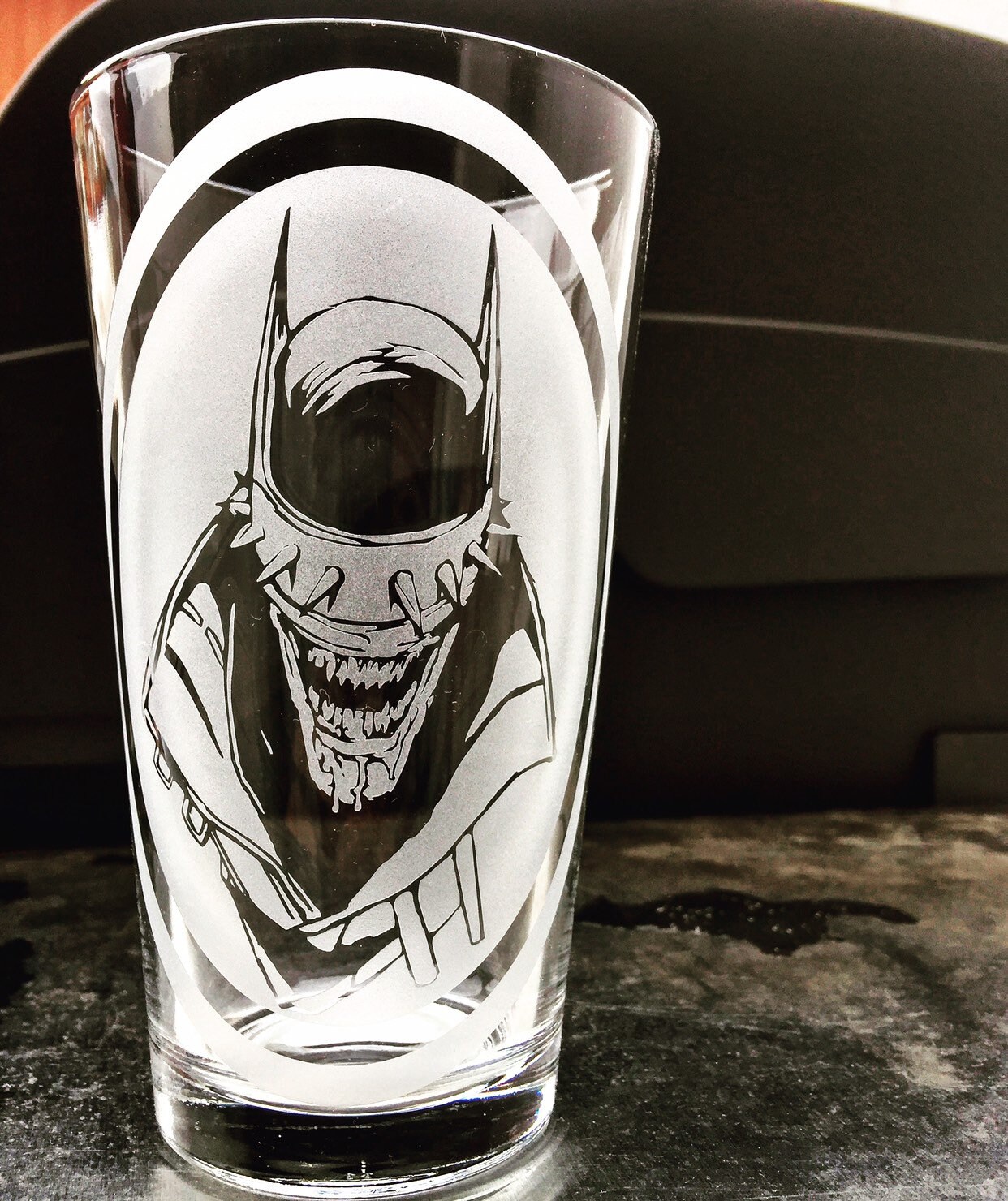 The Batman Who Laughs/ Hand Etched 16oz Tempered Pint Glass - Etsy