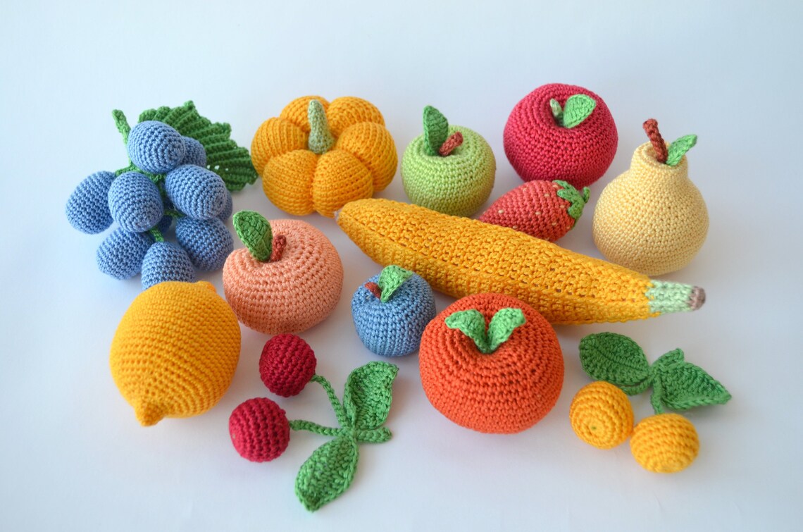 Crochet Fruits and Vegetables Set of 13 Pcspretend Play Play - Etsy