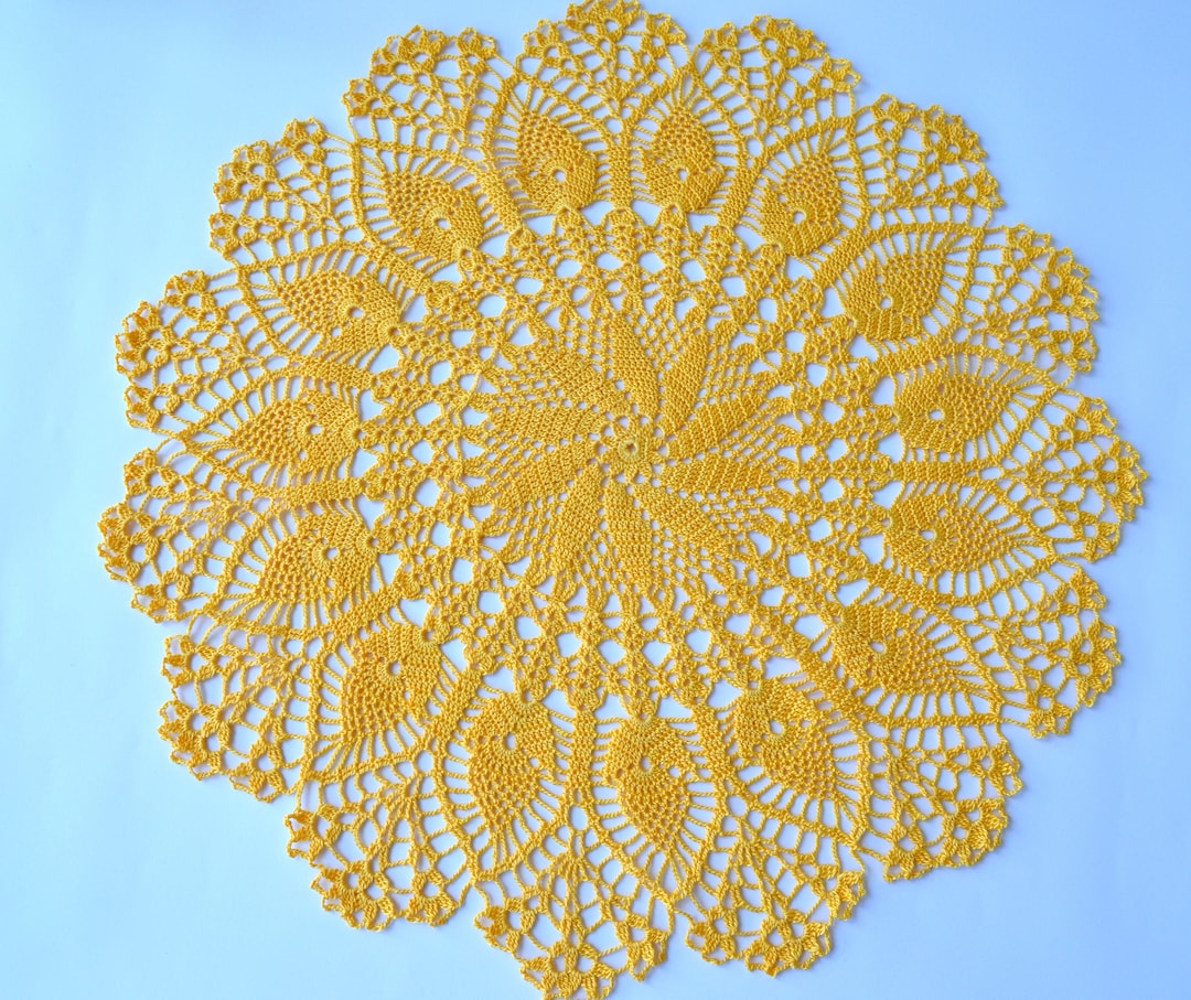 Yellow Knitted Doily, Openwork Doily, Crochet Doily, Handmade Doily ...
