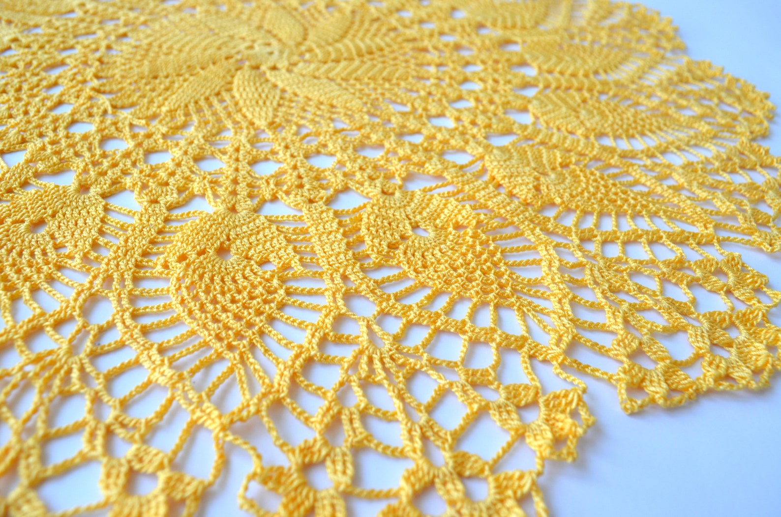 Yellow Knitted Doily, Openwork Doily, Crochet Doily, Handmade Doily ...
