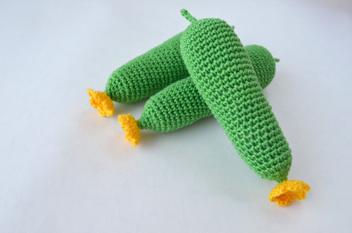 Crochet Cucumber Crochet Vegetables Play Food Toy Kitchen - Etsy