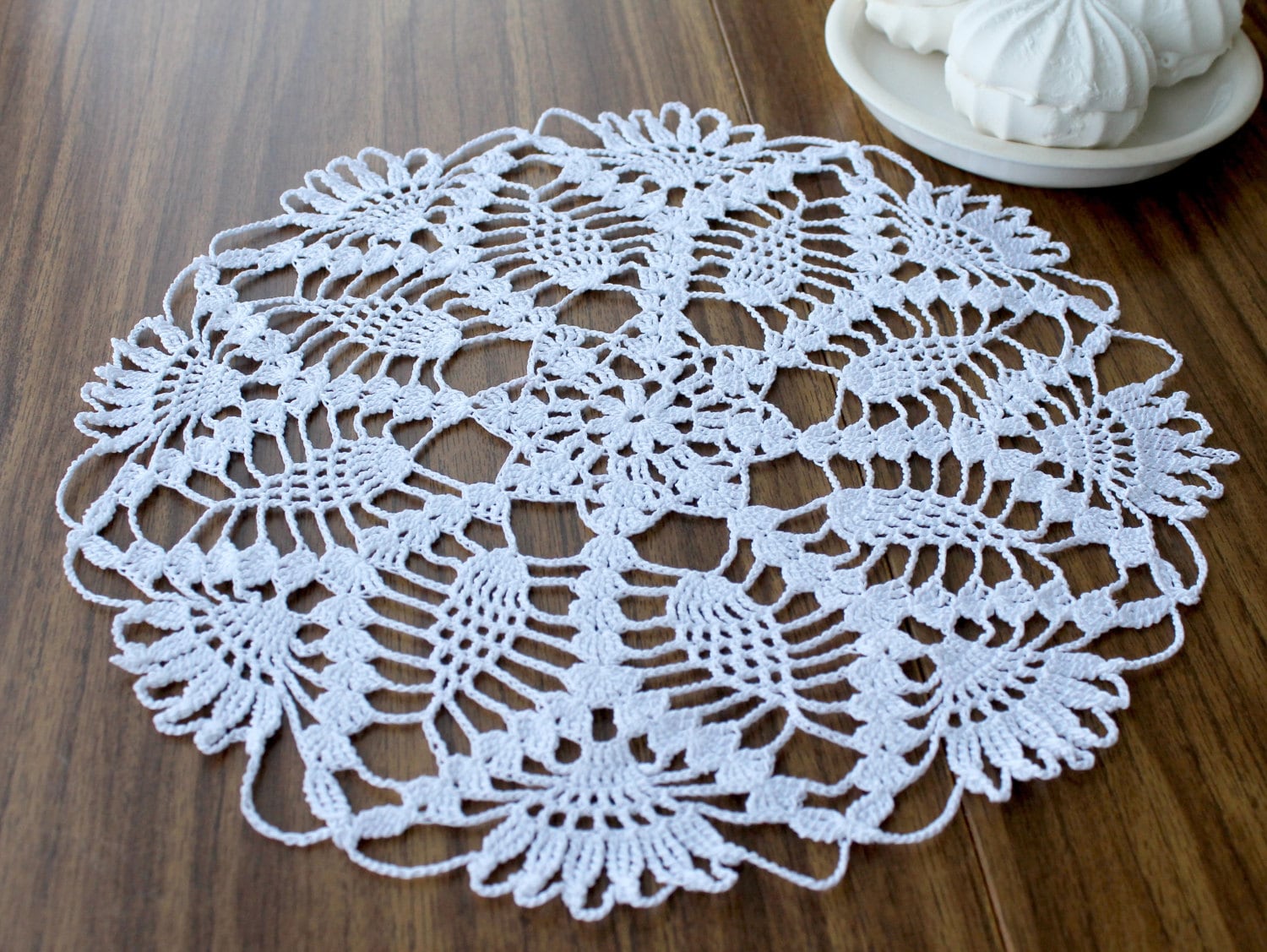 White Knitted Doily, Openwork Doily, Crochet Doily, Handmade Doily ...