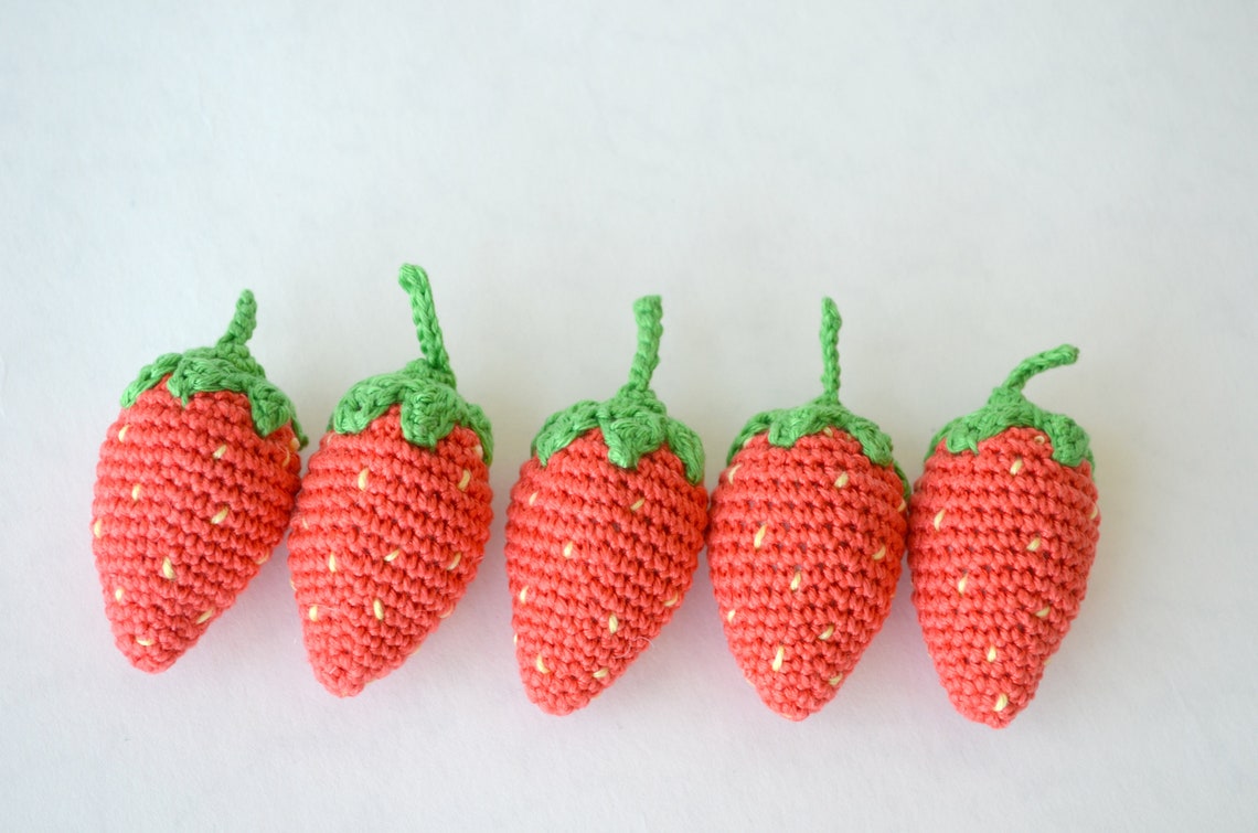 Crochet Strawberry Crochet Berries Play Food Soft Toys - Etsy