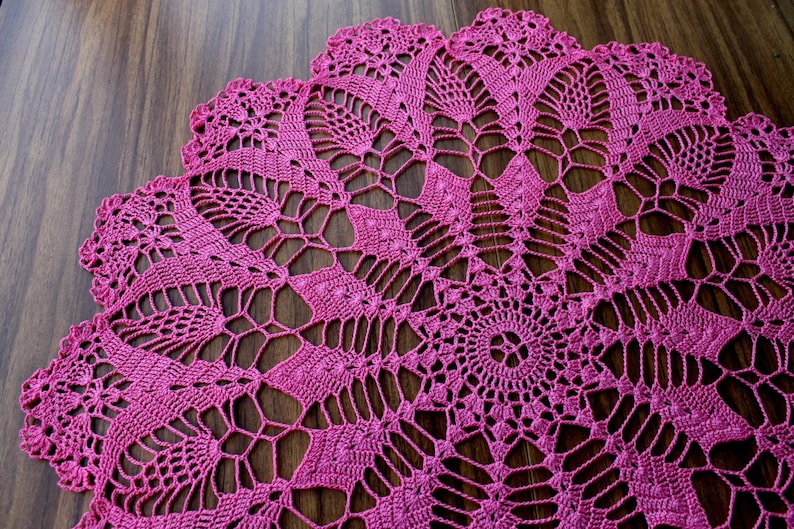 Large Knitted Doilies, Pink Knitted Doily, Decor for the Table ...