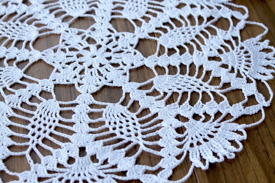 White Knitted Doily, Openwork Doily, Crochet Doily, Handmade Doily ...