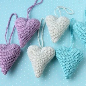 Crocheted Heart, Beige Lilac Blue Heart, Amigurumi Heart, Miniature ...