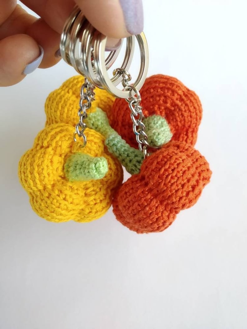 Pumpkin-key Chain Crochet Vegetables Autumn Decor Yellow - Etsy