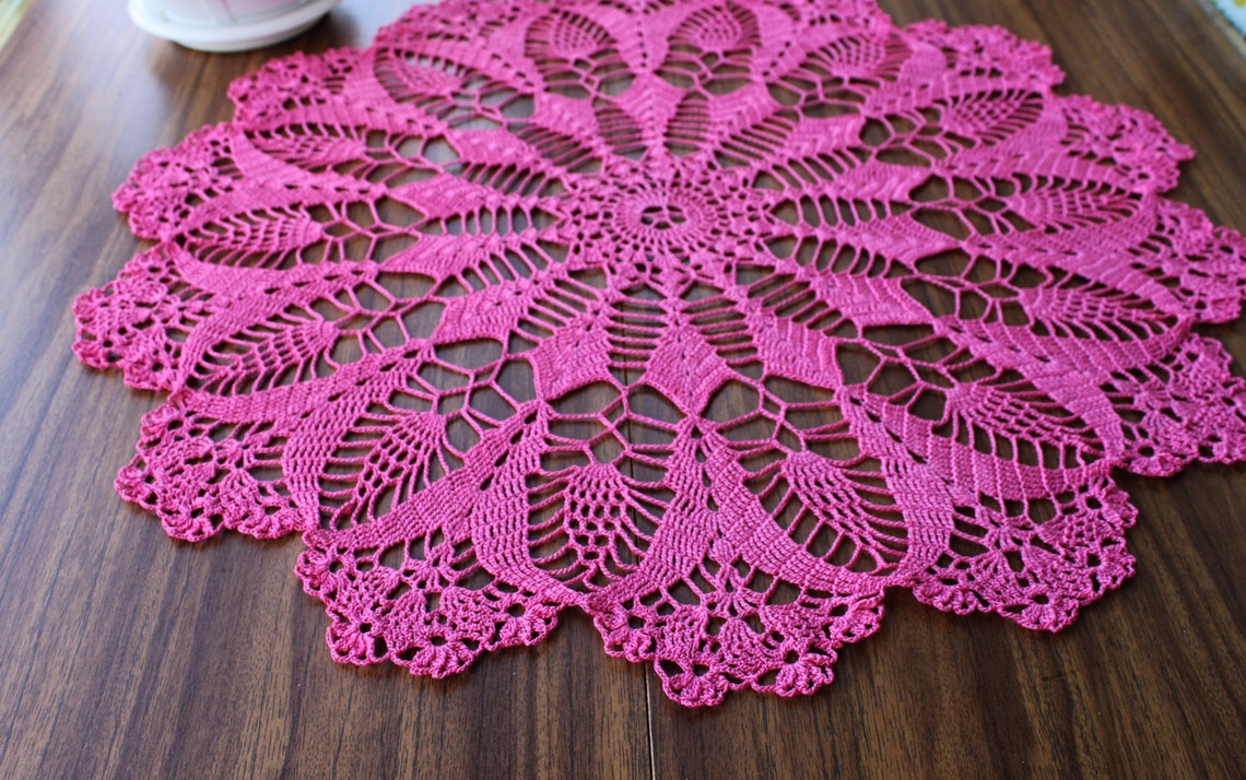 Large Knitted Doilies, Pink Knitted Doily, Decor for the Table ...