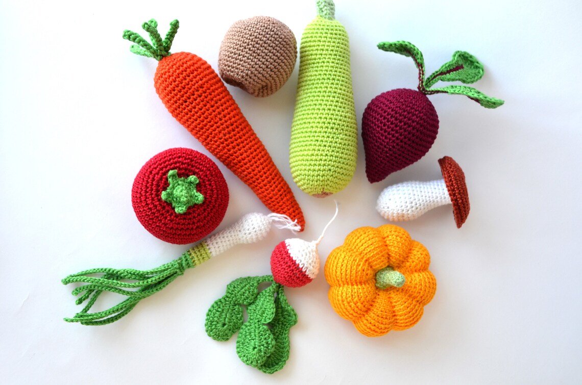 Set of 9 Pcs Crochet Vegetables Kitchen Decor Christmas Gift - Etsy