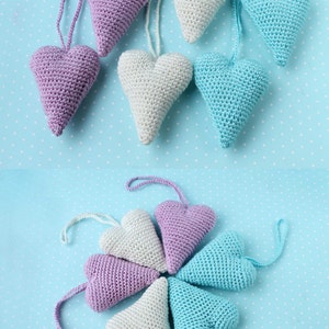 Crocheted Heart, Beige Lilac Blue Heart, Amigurumi Heart, Miniature ...