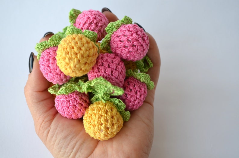 Crochet Raspberries, Crochet Berries, Play Food, Soft Toys, Handmade ...