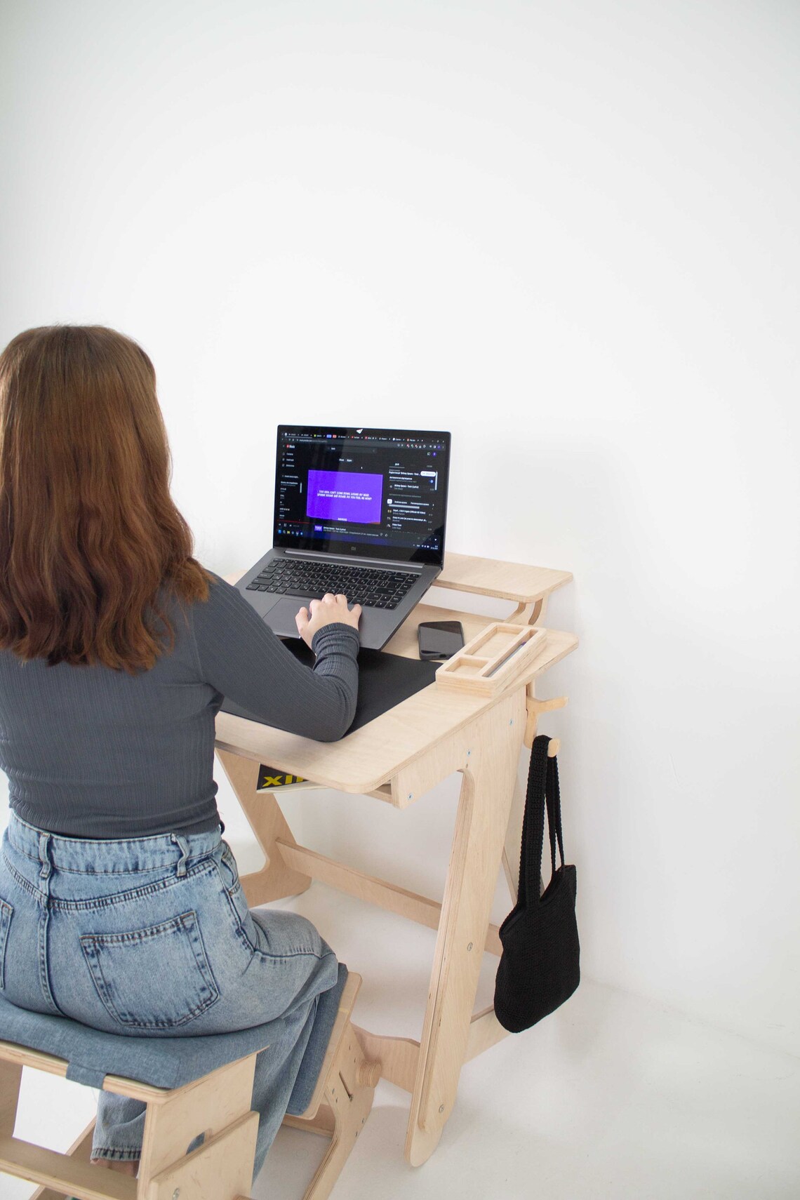 Computer Desk Wooden Standing Desk Home Office Furniture Modern Stand ...